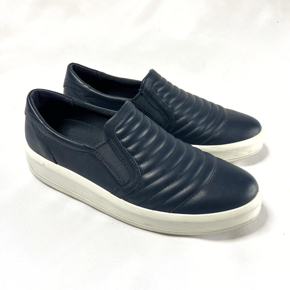 Ecco Soft 9 Li Blue Genuine Leather Quilted Slip On L… - Gem